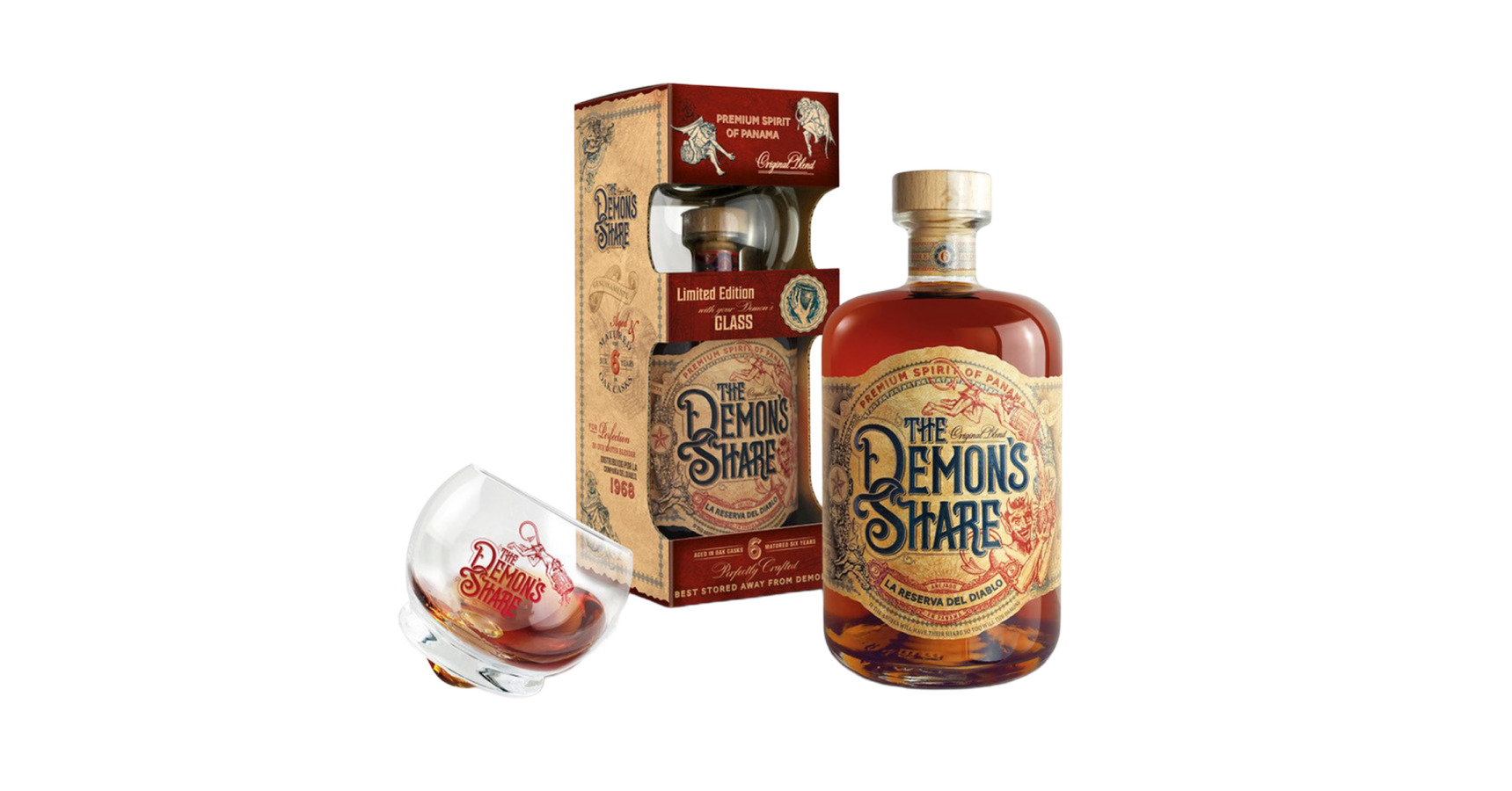 The Demons Share 6 éves rum díszdobozban 1 üvegpohárral (0,7L | 40% ...